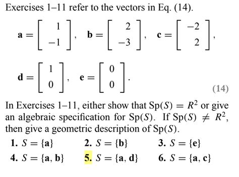 solved exercises 1 11 refer to the vectors in eq 14