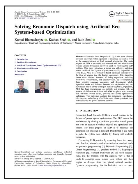 Solving Economic Dispatch Using Artificial Eco System Based