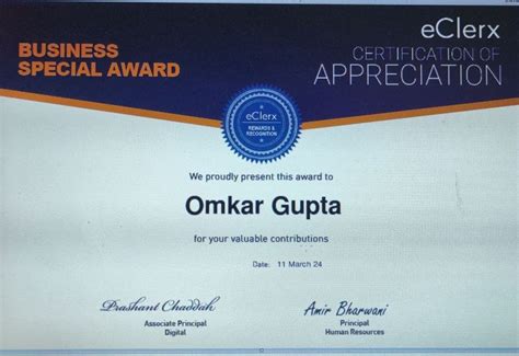 Omkar Gupta On Linkedin Dear Eclerx I Would Like To Express My Heartfelt Gratitude For The