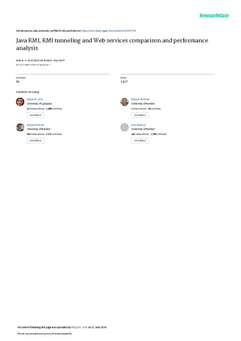 Java Rmi Rmi Tunneling And Web Services Comparison See Discussions Stats And Author Profiles