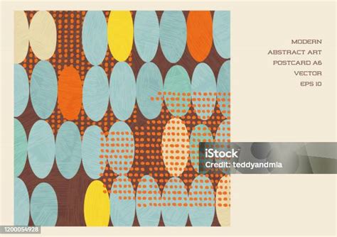 복고풍 색상의 미드 센추리 추상 일러스트레이션 패턴과 질감이 있는 유기적인 모양 미드센추리 스타일에 대한 스톡 벡터 아트 및 기타 이미지 미드센추리 스타일 0명