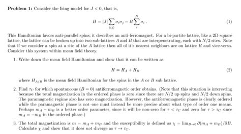 Solved Problem Consider The Ising Model For J