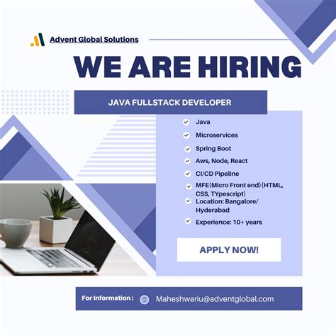 Hiring Urgenthiring Fullstackdeveloper Adventglobalsolutions Java