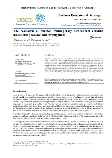 Pdf The Evaluation Of Common Contemporary Occupational Accident Models Using Two Accident