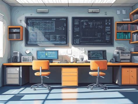 Physics Simulation Lab Setup In Theoretical Mod Modern Office Digital