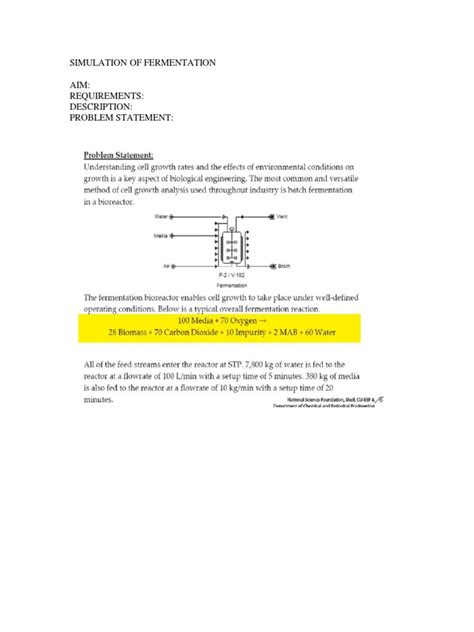 Simulation Of Fermentation Pdf Fermentation Stoichiometry