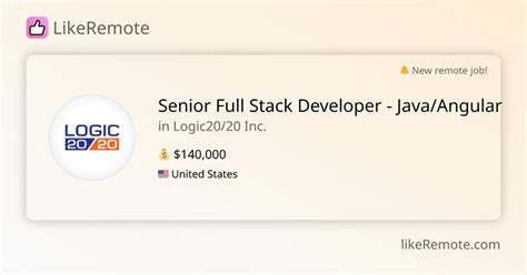 📩 Senior Full Stack Developer Javaangular At 🏢 Logic2020 Inc