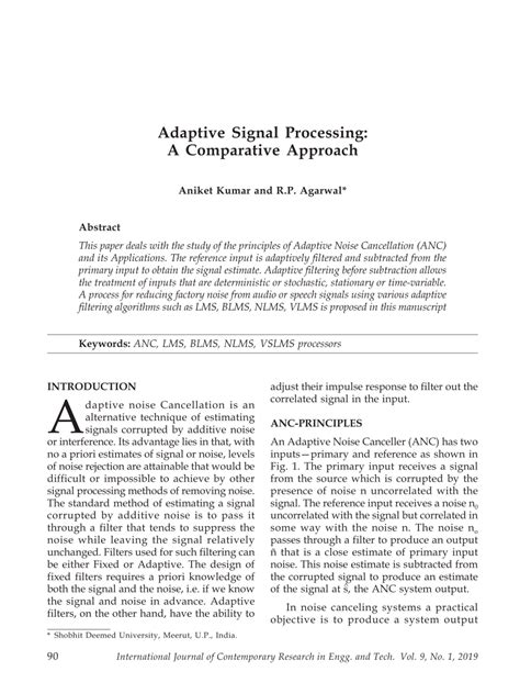 Pdf Adaptive Signal Processing A Comparative Approach