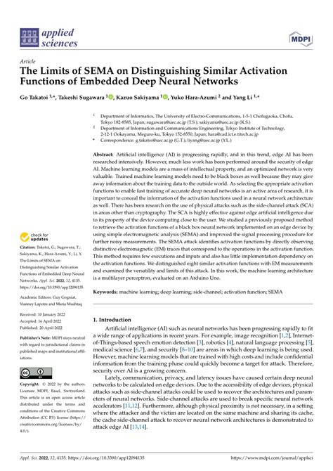 pdf the limits of sema on distinguishing similar activation functions of embedded deep neural