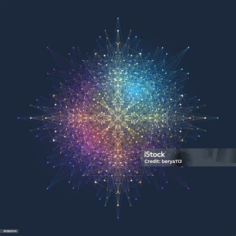 프랙탈 요소 연결 된 선과 점 들입니다 큰 복잡 한 데이터입니다 가상 배경 통신 또는 입자 화합물 디지털 데이터 시각화 최소한의 배열입니다 라인 총입니다 벡터 일러스트 레이