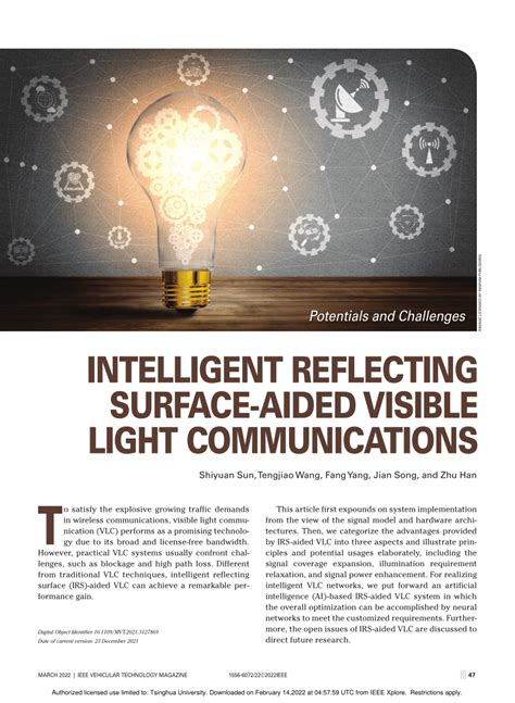 Pdf Intelligent Reflecting Surface Aided Visible Light Communications