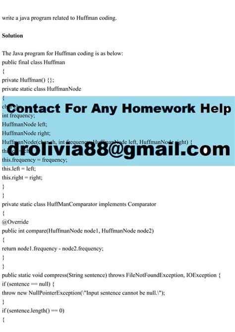 Write A Java Program Related To Huffman Codingsolutionthe Javpdf