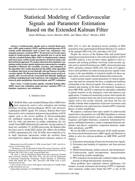Pdf Statistical Modeling Of Cardiovascular Signals And Parameter Estimation Based On The