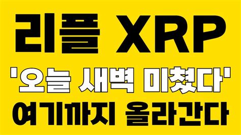 리플 Xrp 엑스알피 긴급속보 오늘 새벽 미쳤네 여기까지 올라간다 Youtube
