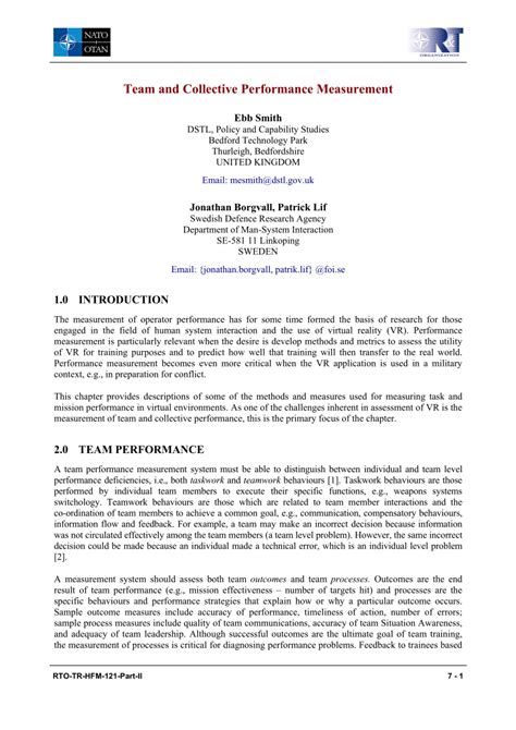 Pdf Team And Collective Performance Measurement