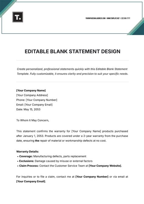 Free Blank Employee Statement Template To Edit Online