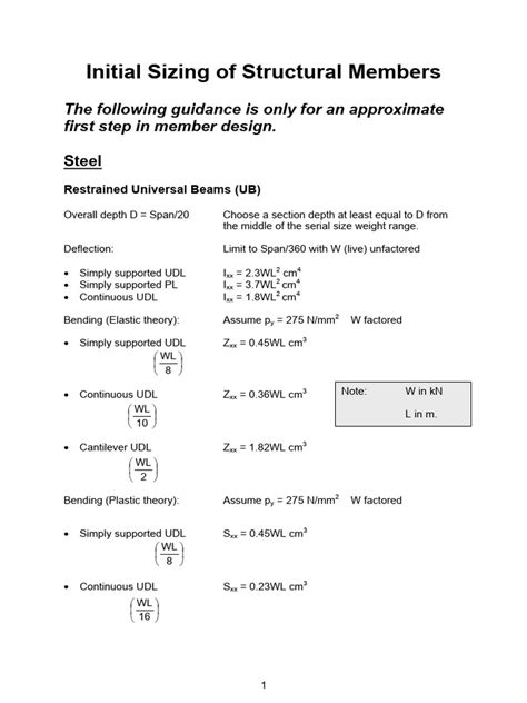 initial sizing of structural members pdf bending beam structure