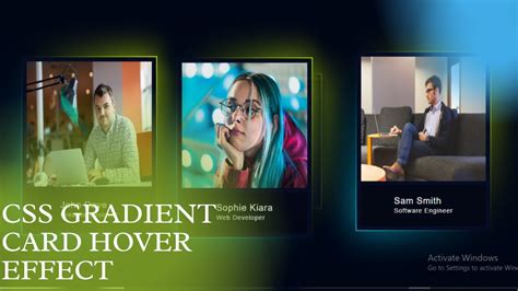 Css Responsive Gradient Card Hover Effects Css3 Cards Css Ui Youtube