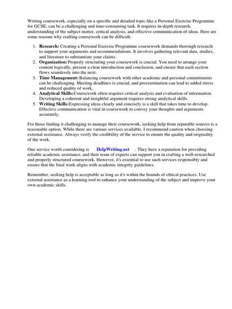 Personal Exercise Programme Gcse Coursework Pdf Weight Training Physical Fitness