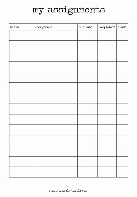 Assignment Sheet Template