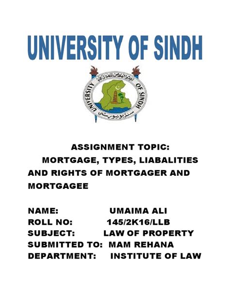 Assignment Topic Download Free Pdf Mortgage Law Mortgage Loan