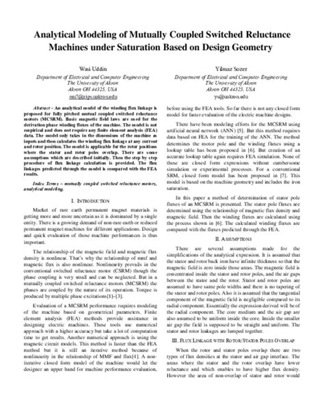doc analytical modeling of mutually coupled switched reluctance
