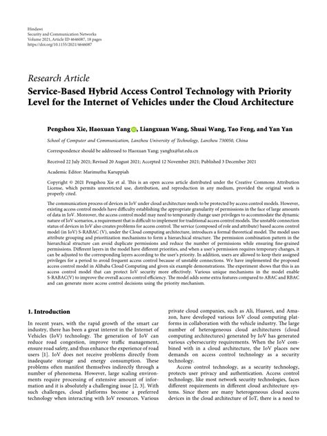 Full Article Service Based Hybrid Access Control Technology With
