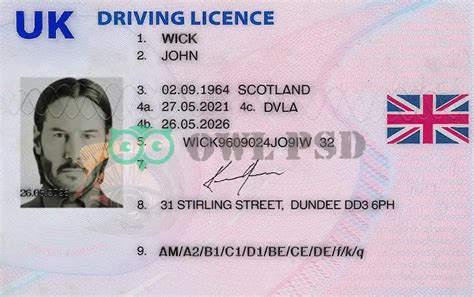 Owl Psd High Quality Fake Template United Kingdom Driver License