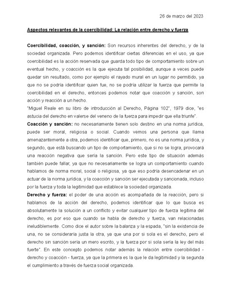 Coercibilidad Coacción Y Sanción Definitivo Pdf 26 De Marzo Del