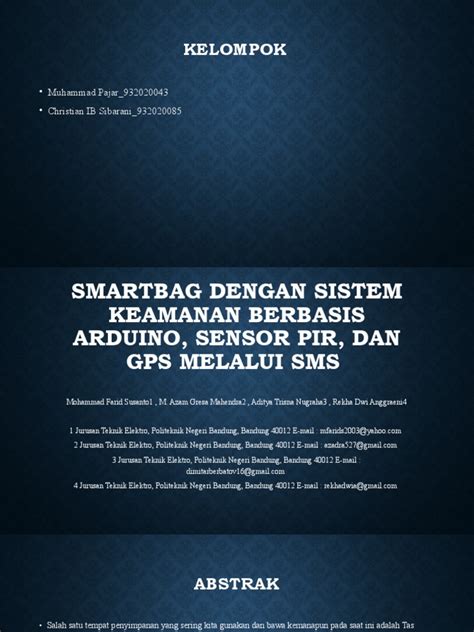 Review Jurnal Smartbag Dengan Sistem Keamanan Berbasis Arduino Sensor