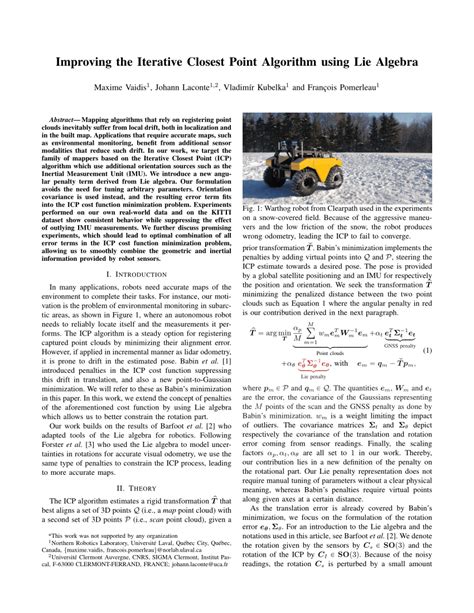 Pdf Improving The Iterative Closest Point Algorithm Using Lie Algebra