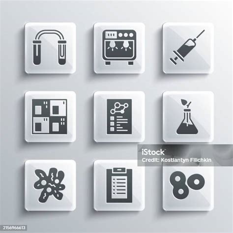 임상 기록 세포 분열 식물 육종 주기율표 시험관 및 플라스크 및 주사기 아이콘을 설정합니다 벡터 Dna에 대한 스톡 벡터 아트