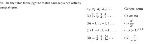 Solved 10 Use The Table To The Right To Match Each Sequence Chegg Com