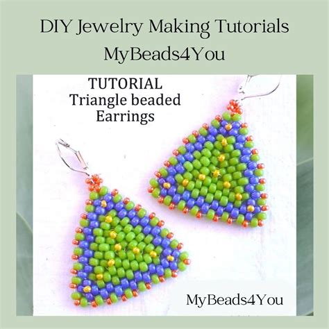 Beading Tutorials And Patterns Seed Bead PDF Pattern Easy Jewelry Making Triangle Earring