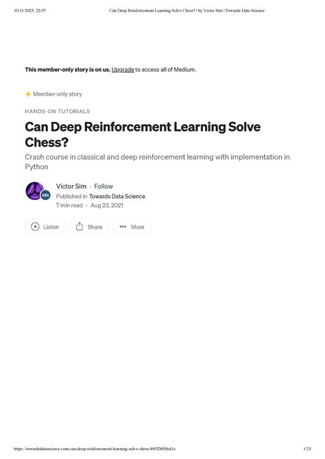 Can Deep Reinforcement Learning Solve Chess By Victor Sim Towards Data