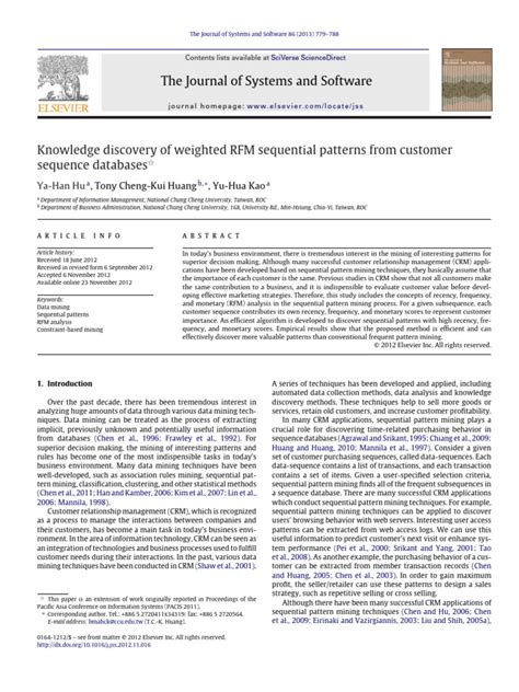 knowledge discovery of weighted rfm sequential patterns from customer