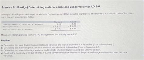 exercise 8 11a algo determining materials price and