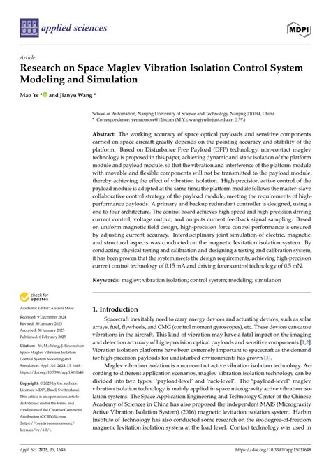 Pdf Research On Space Maglev Vibration Isolation Control System