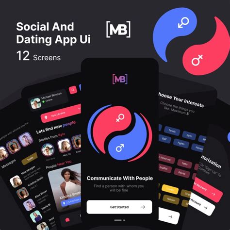 Dating App UI Concept Dark Style MasterBundles