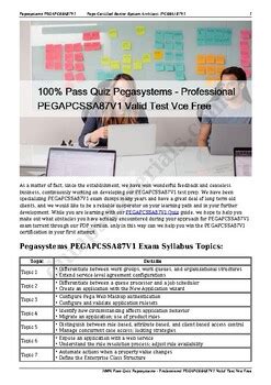 100 Pass Quiz Pegasystems Professional PEGAPCSSA87V1 Valid Test Vce Free