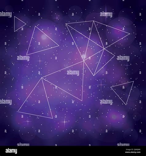 Violet Outer Space Background With Stars And Triangles Stock Vector