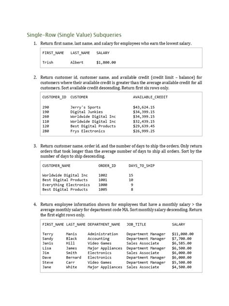 S14 Single Row Subqueries Pdf