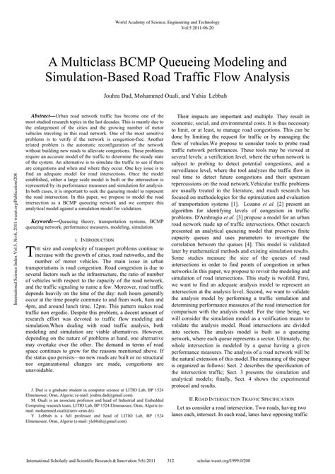 pdf a multiclass bcmp queueing modeling and simulation based road