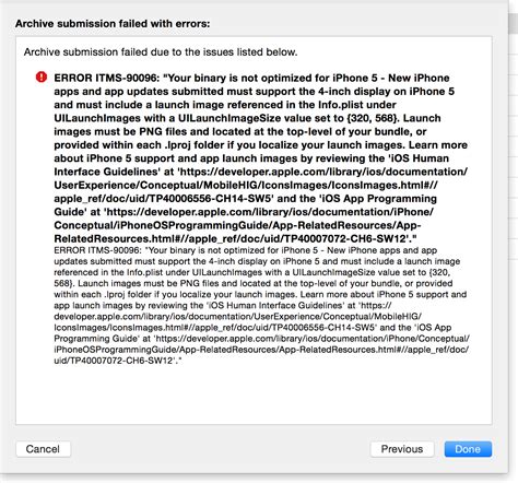 ios xcode ims 90096 error while app submission stack overflow