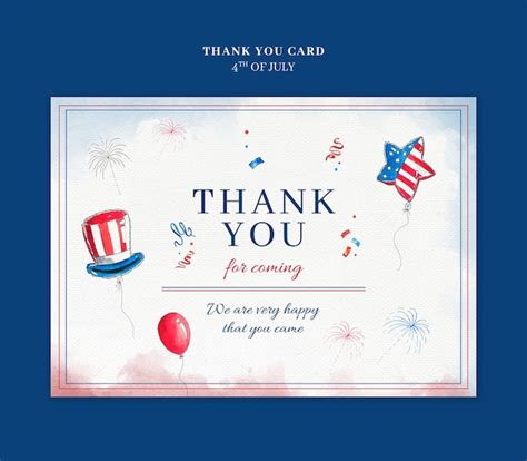 Fourth Of July Thank You Card Free Psd