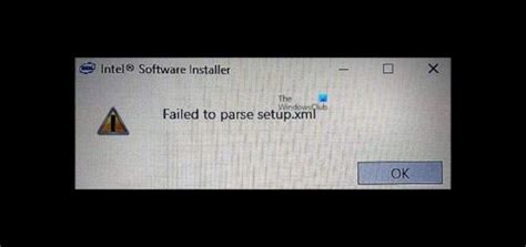 failed to parse setup xml intel software installer error