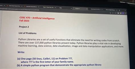 Solved Fall 2023 Project 2 List Of Problems Python Libraries