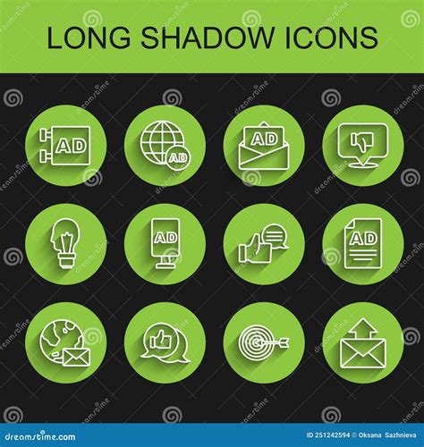 Set Line Earth Globe With Mail Customer Product Rating Advertising Target Mail And E Mail