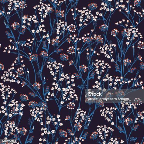 작은 꽃에 손으로 그린 꽃 무늬 디지 프린트 원활한 벡터 벡터 Eps10 패션 직물 벽지 포장 덮개 및 모든 인쇄를위한 디자인 0명에 대한 스톡 벡터 아트 및 기타 이미지