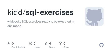 Github Kidd Sql Exercises Wikibooks Sql Exercises Ready To Be Executed In Org Mode